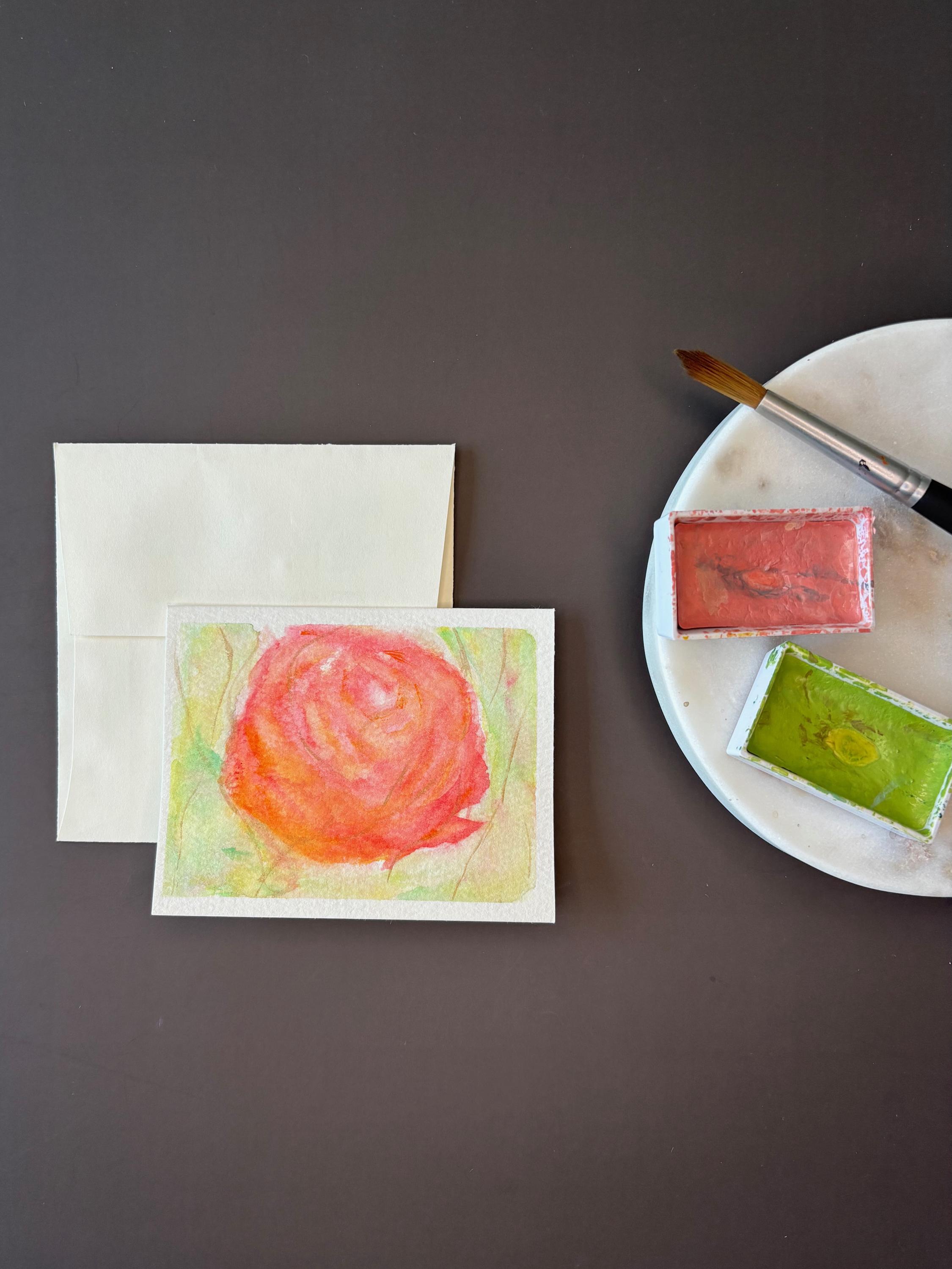 Set of 4 Hand-painted Flower Watercolor Cards With Envelopes – Blank ...
