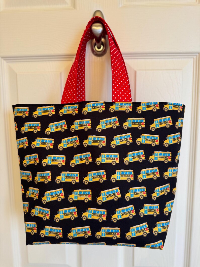 Reversible School Bus Driver Tote Bag | Handmade 100% Cotton ...