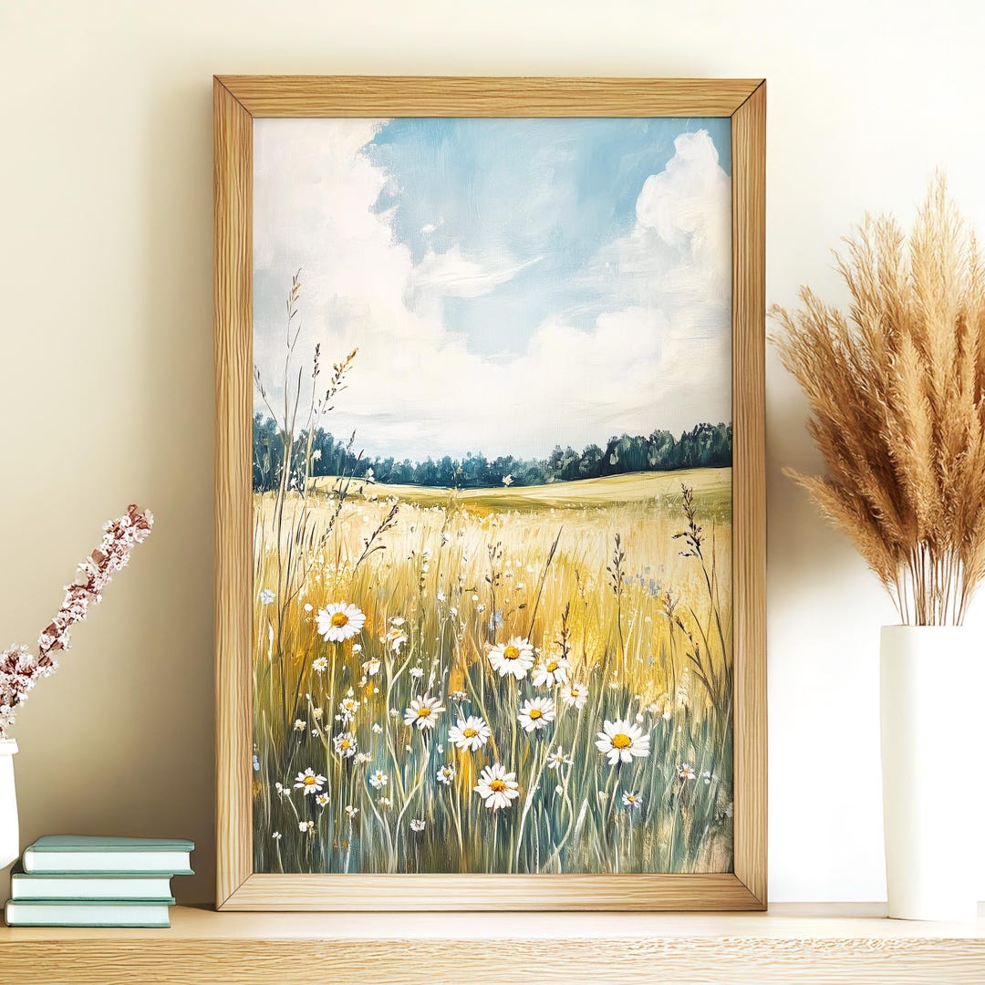 Wildflower Field Wall Art | Countryside Summer Meadow Decor | White ...