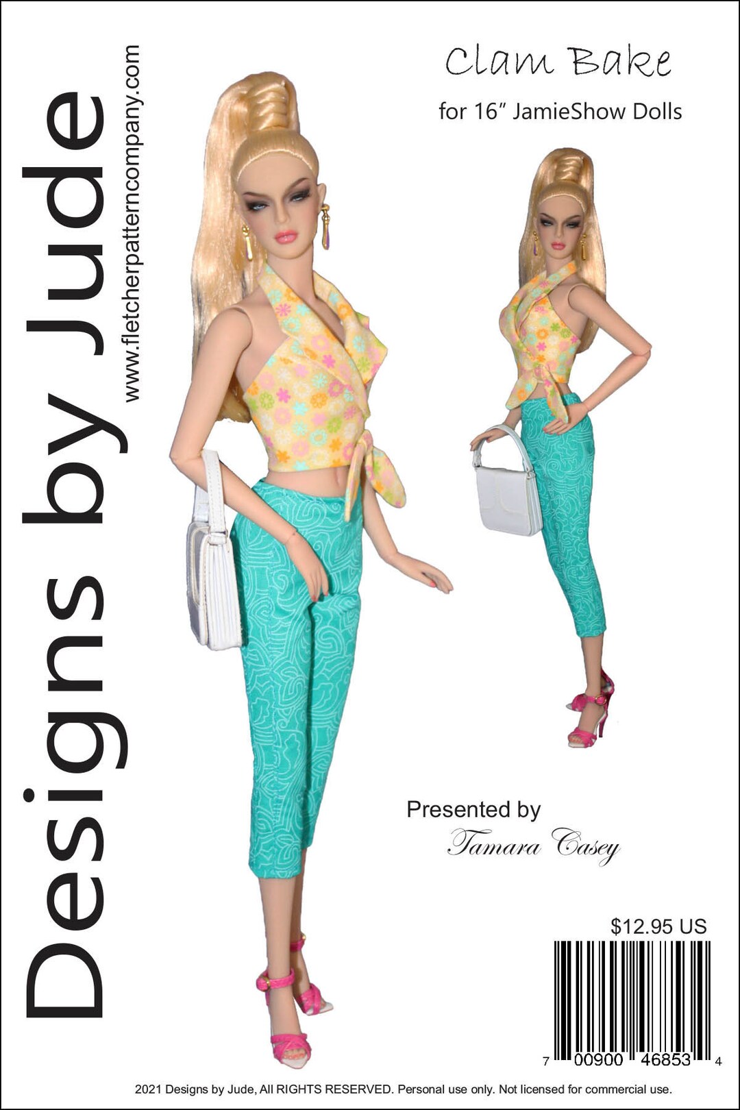 Clam Bake Doll Clothes Sewing Pattern for 16" Jamieshow Fashion Dolls ...