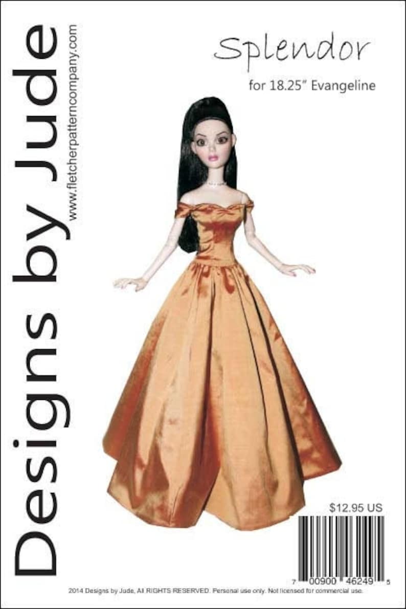 Splendor Gown Doll Clothes Sewing Pattern for 18.25 - Etsy