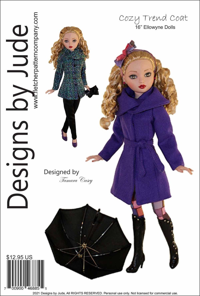 PDF Doll Clothes Sewing Pattern for 16" Ellowyne Wilde Tonner, Cozy ...