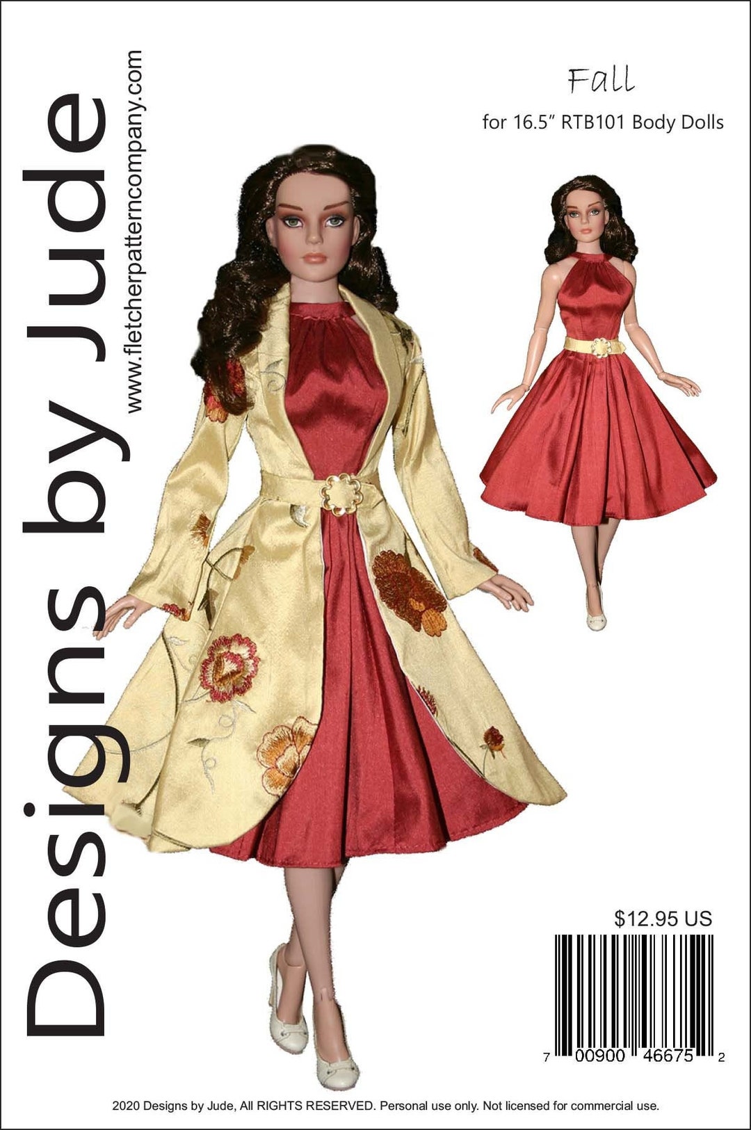PDF Fall Coat & Dress Doll Clothes Sewing Pattern for 16.5" RTB101 ...