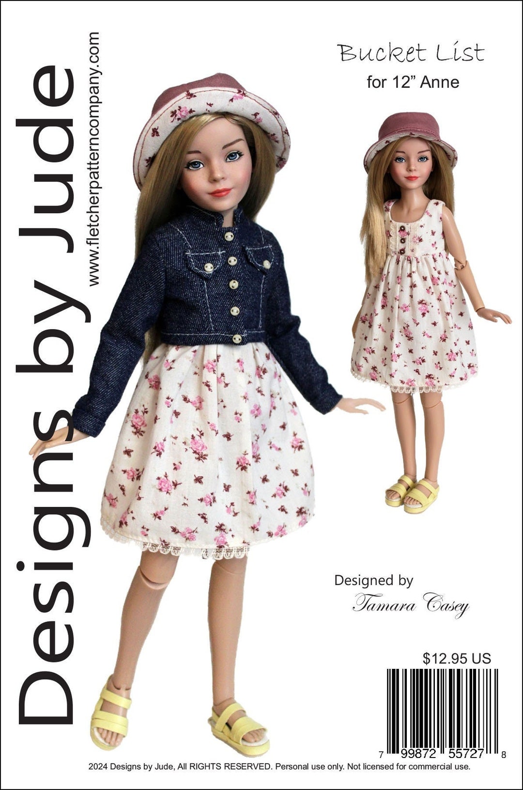 Doll Clothes Sewing Pattern for 12" Anne Doll Tonner, Bucket List - Etsy