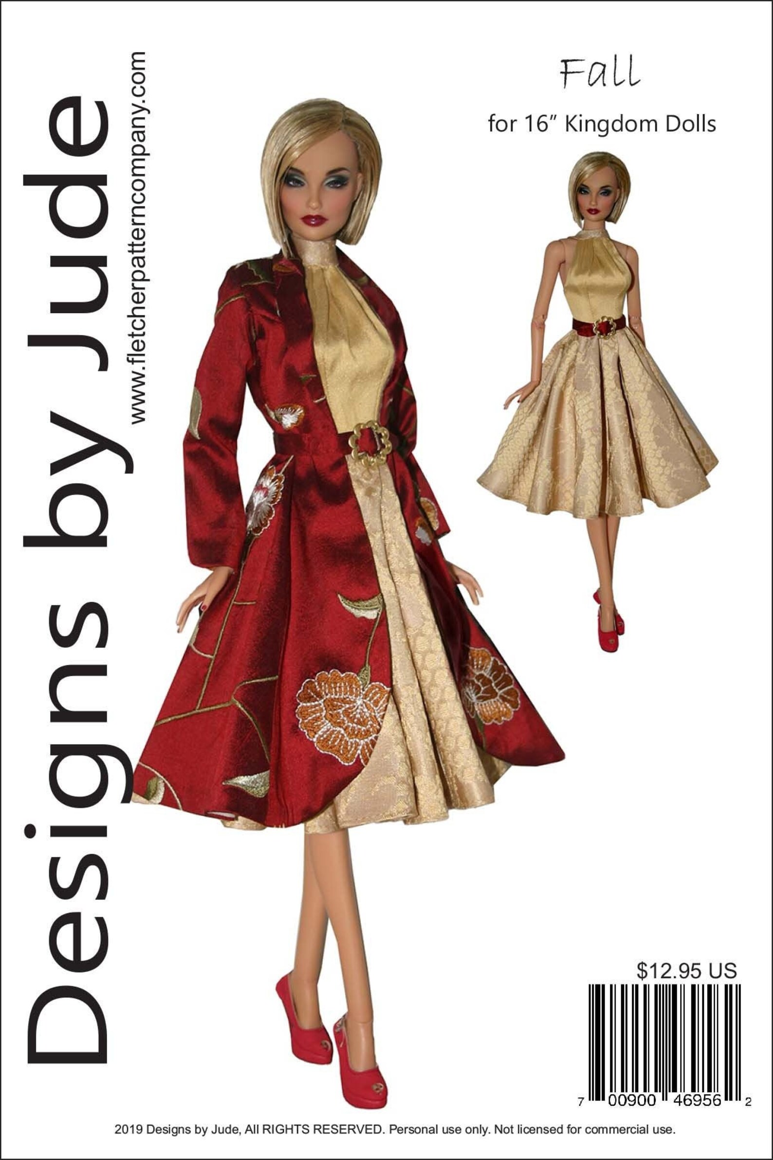 PDF Fall Coat & Dress Doll Clothes Sewing Pattern for 16" Kingdom Dolls ...