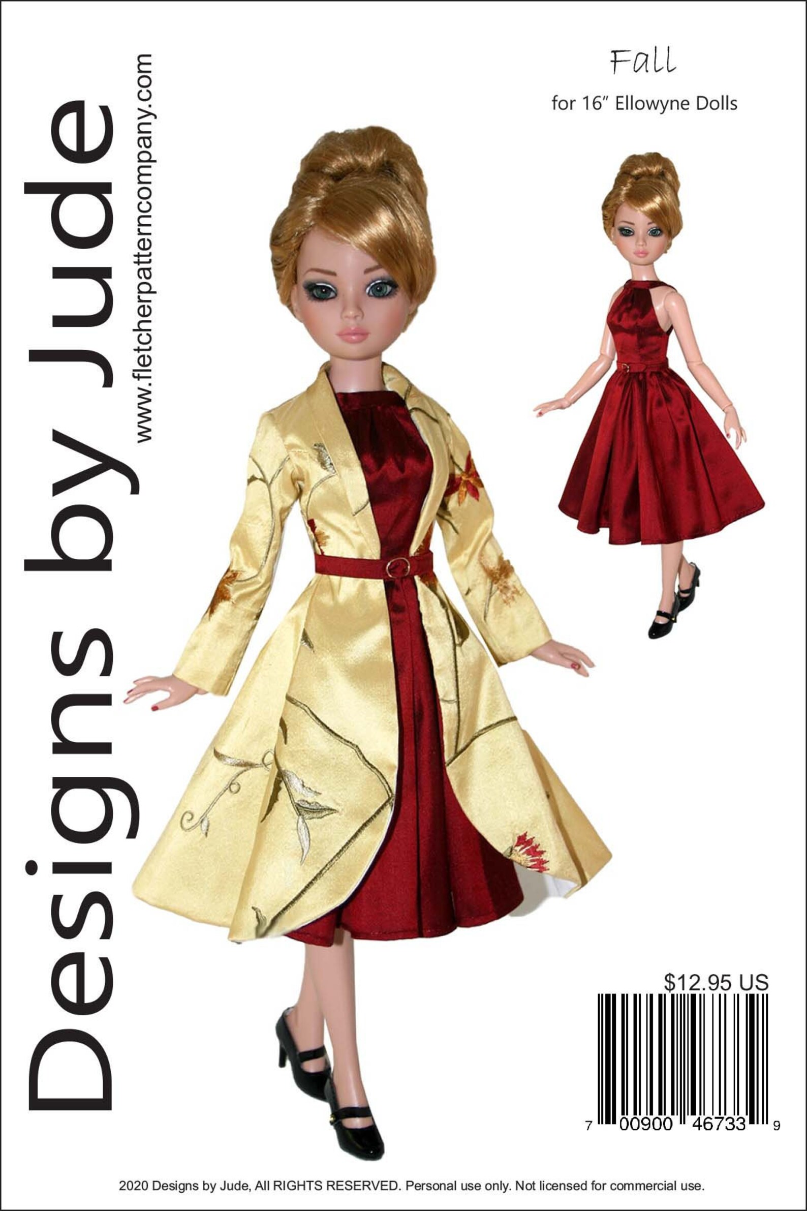 Doll Clothes Sewing Pattern for 16" Ellowyne Wilde Dolls, Fall Coat ...