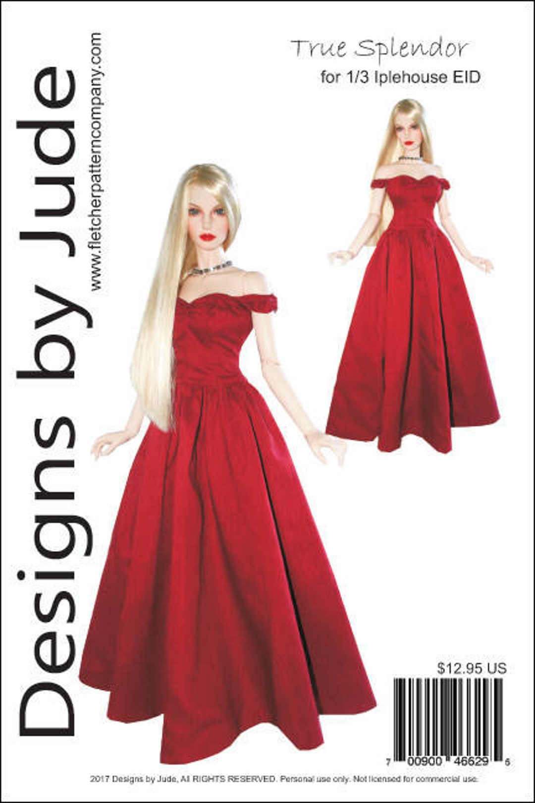 True Splendor Gown Doll Clothes Sewing Pattern for 1/3 Iplehouse EID ...