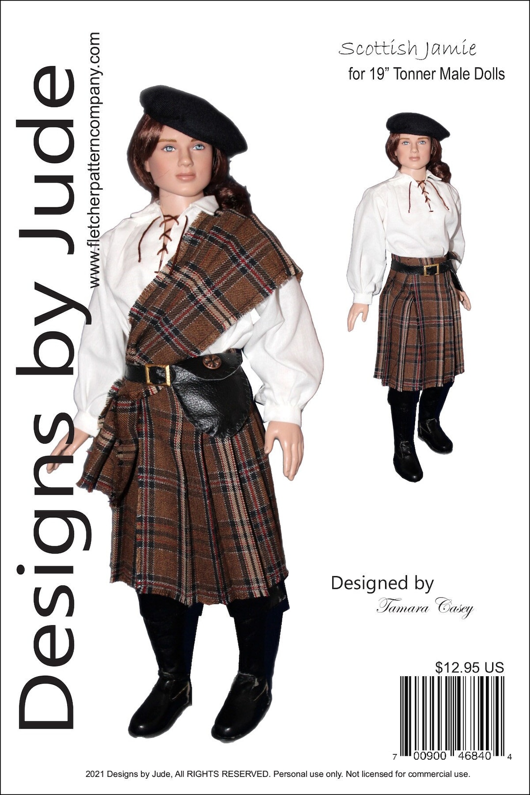 Outlander Scottish Jaime Doll Clothes Sewing Pattern for 19" Male ...