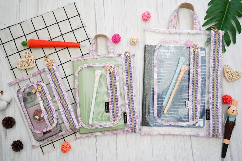 Clear Folder Zipper Bag Sewing Pattern: 3 Sizes (PDF Pattern and Video ...