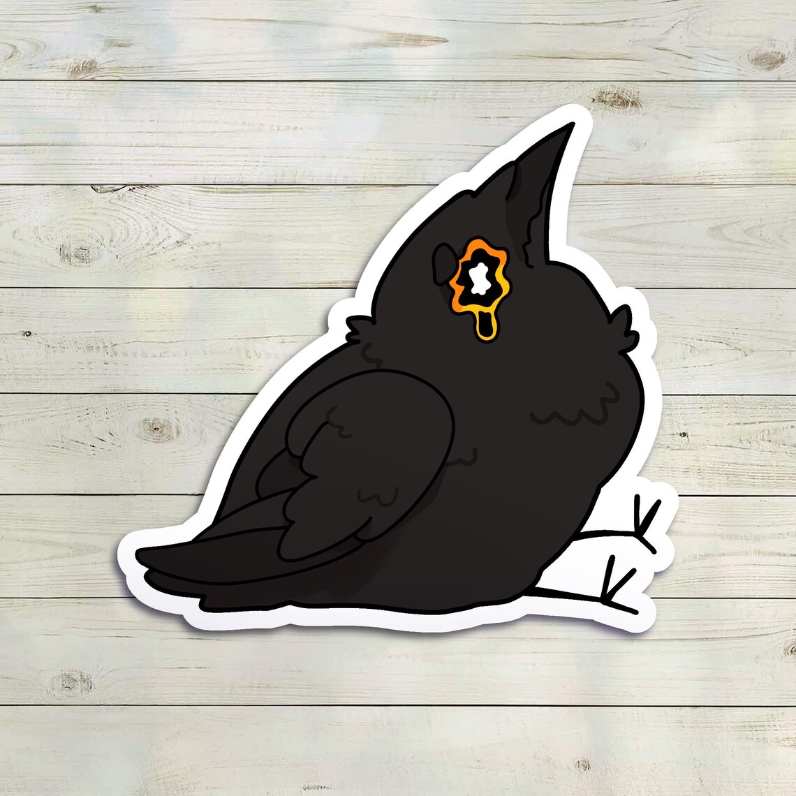 Sad Crying Crow Sticker | Glossy Vinyl Water Resistant Corvid Art - Etsy