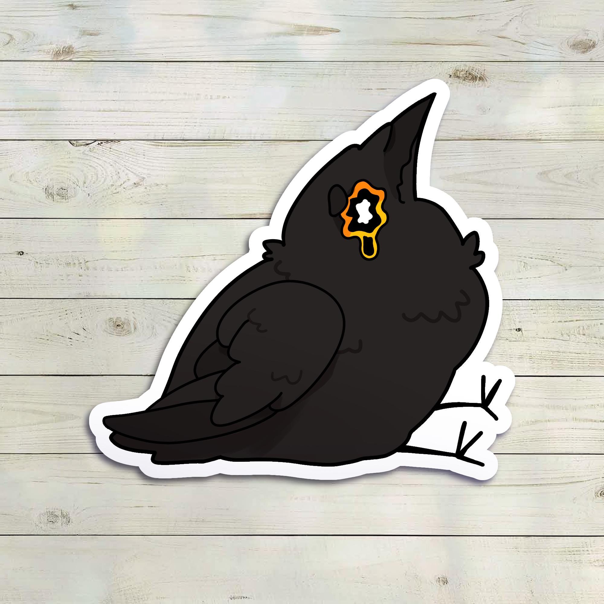 Sad Crying Crow Sticker | Glossy Vinyl Water Resistant Corvid Art - Etsy