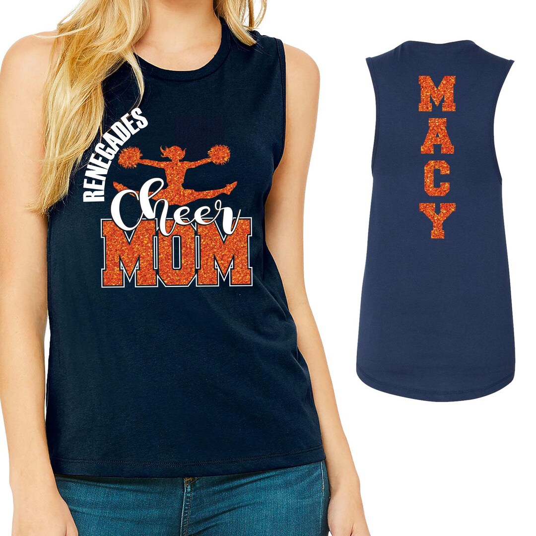 Cheer Mom Custom Personalized Glitter Team Design Women's Jersey Muscle ...