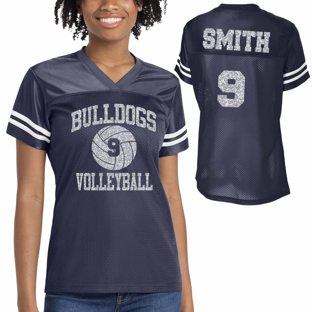 Custom Volleyball Team Glitter Design Women's V-neck Posi Charge ...