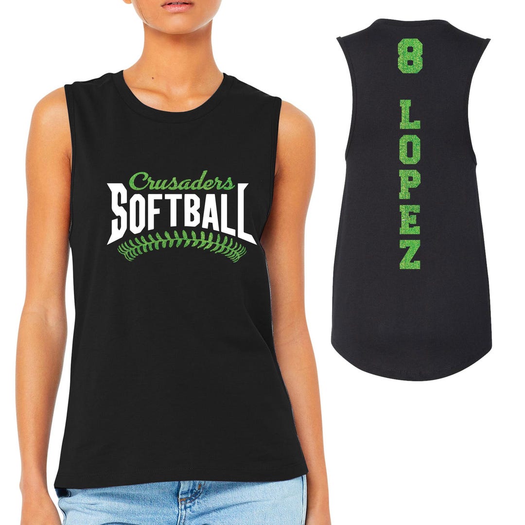 Softball Custom Personalized Glitter Team Design Women's Jersey Muscle ...