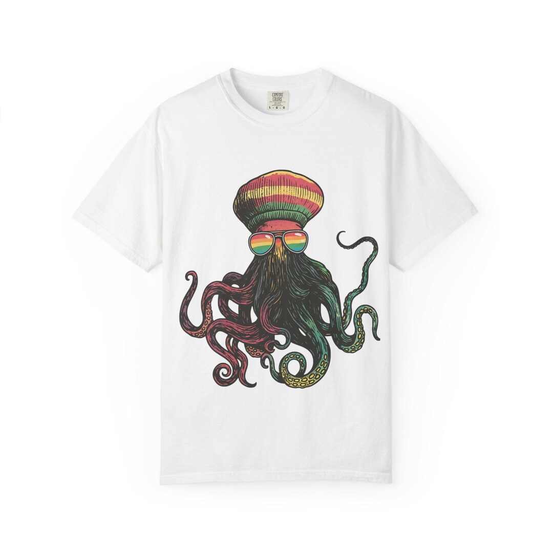 Rastafarian Octopus With Dreadlocks Unisex Garment-dyed T-shirt, Trendy ...