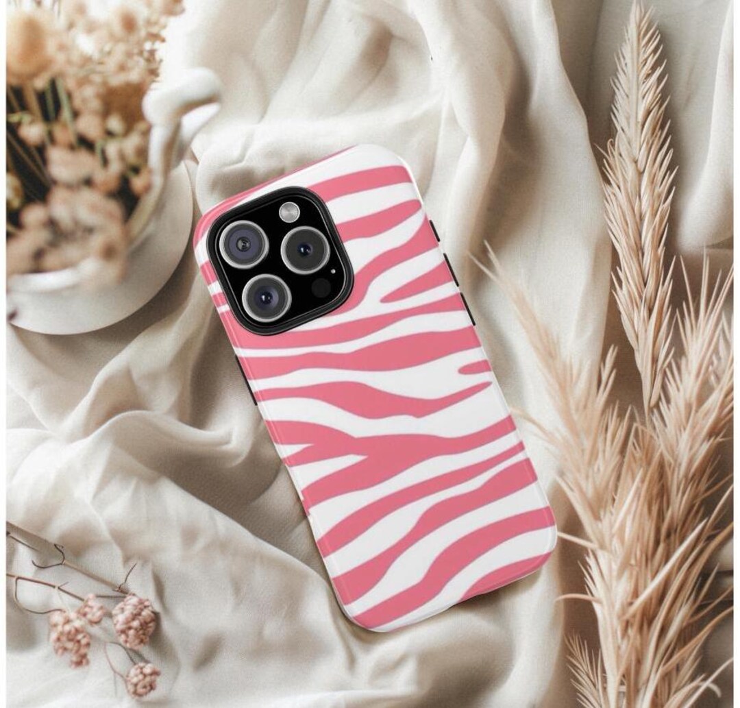 Pink and White Zebra Print Tough Phone Cases, Girly Pink Zebra Print ...