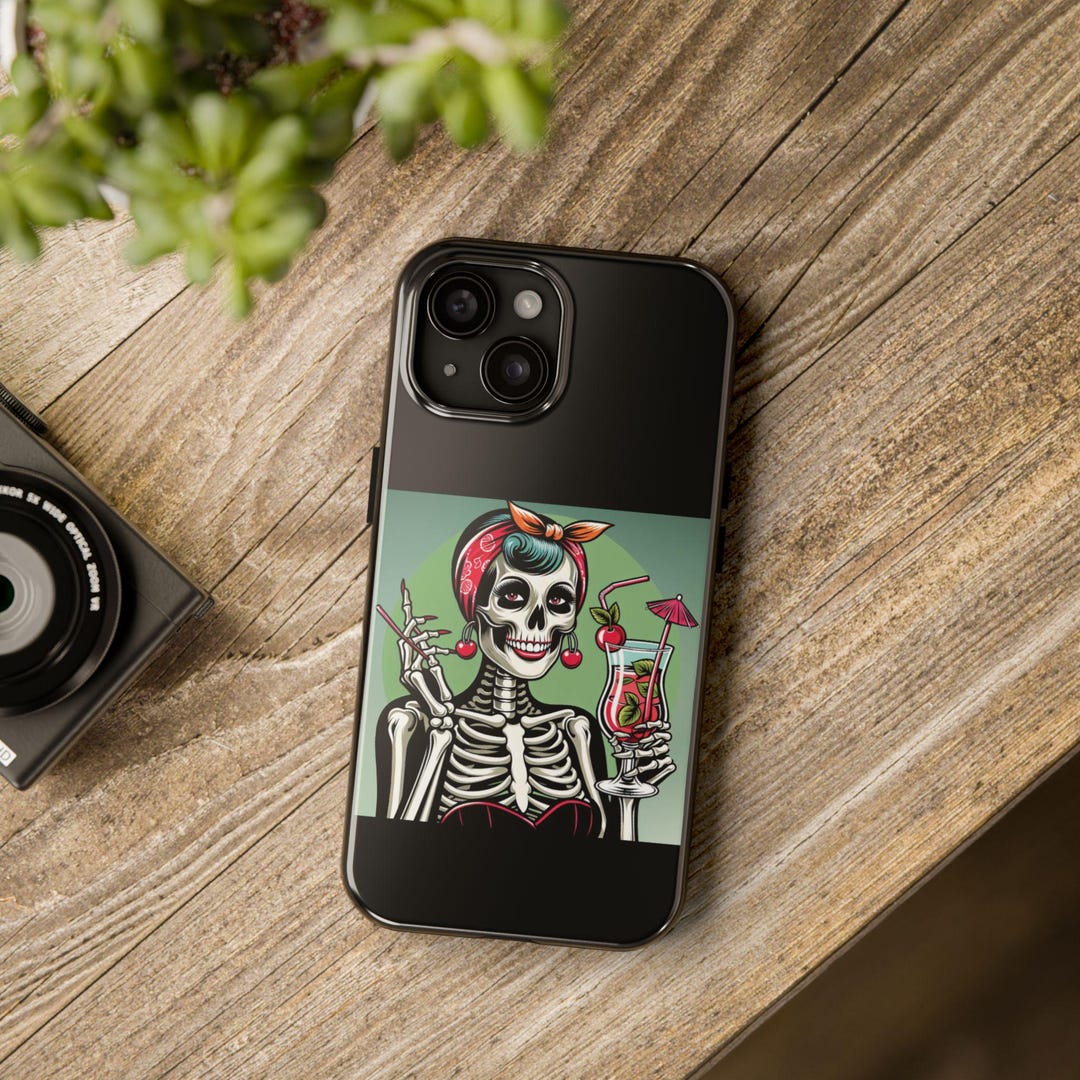 Hipster Skeleton Lady With Tropical Drink Tough Phone Cases, Lady ...
