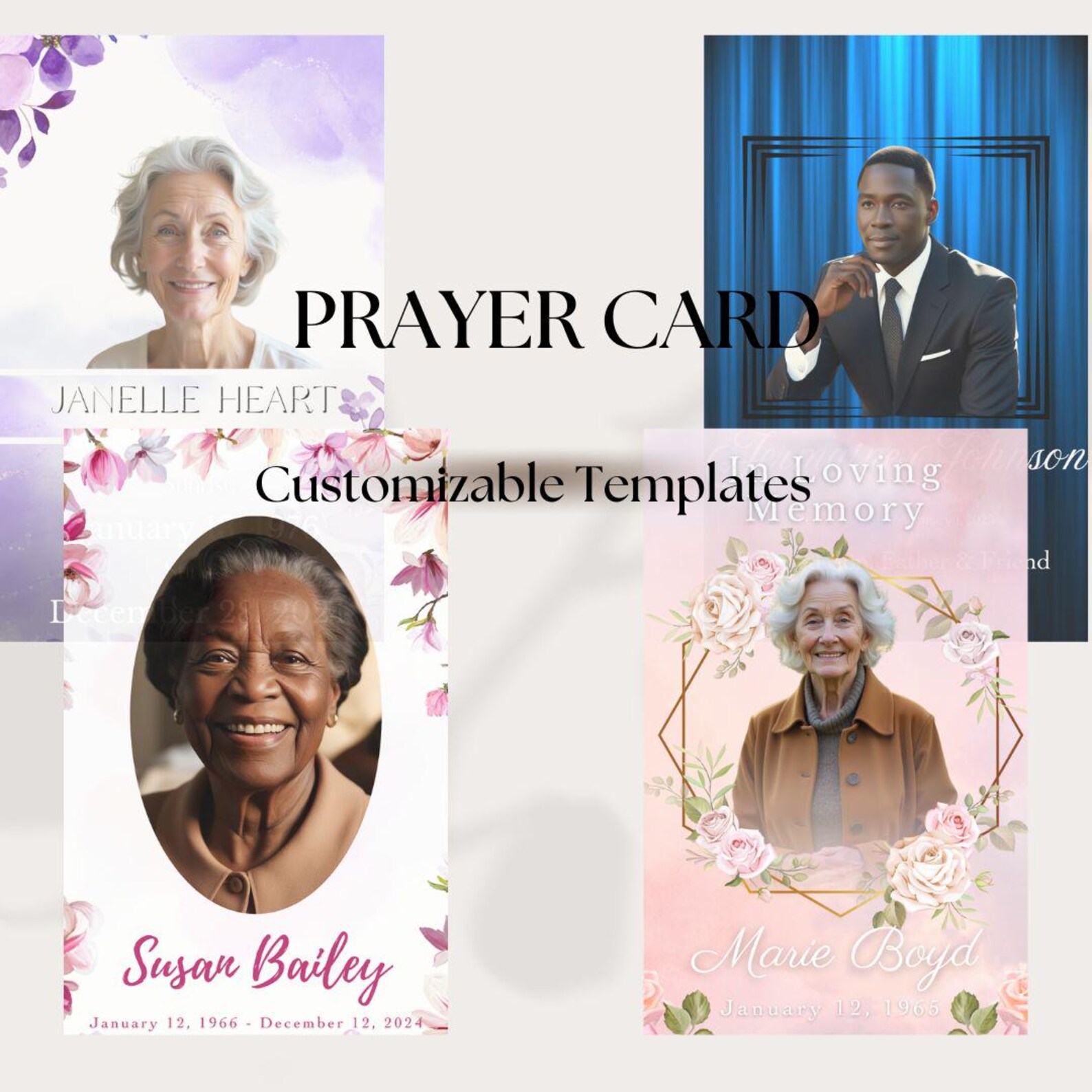 Purple Editable Prayer Card Template – With Pre-written Messages- Edit ...