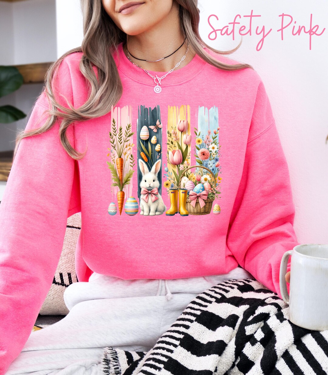 Easter Bunny Sweatshirt, Cute Rabbit Sweater, Floral Easter Sweatshirt ...