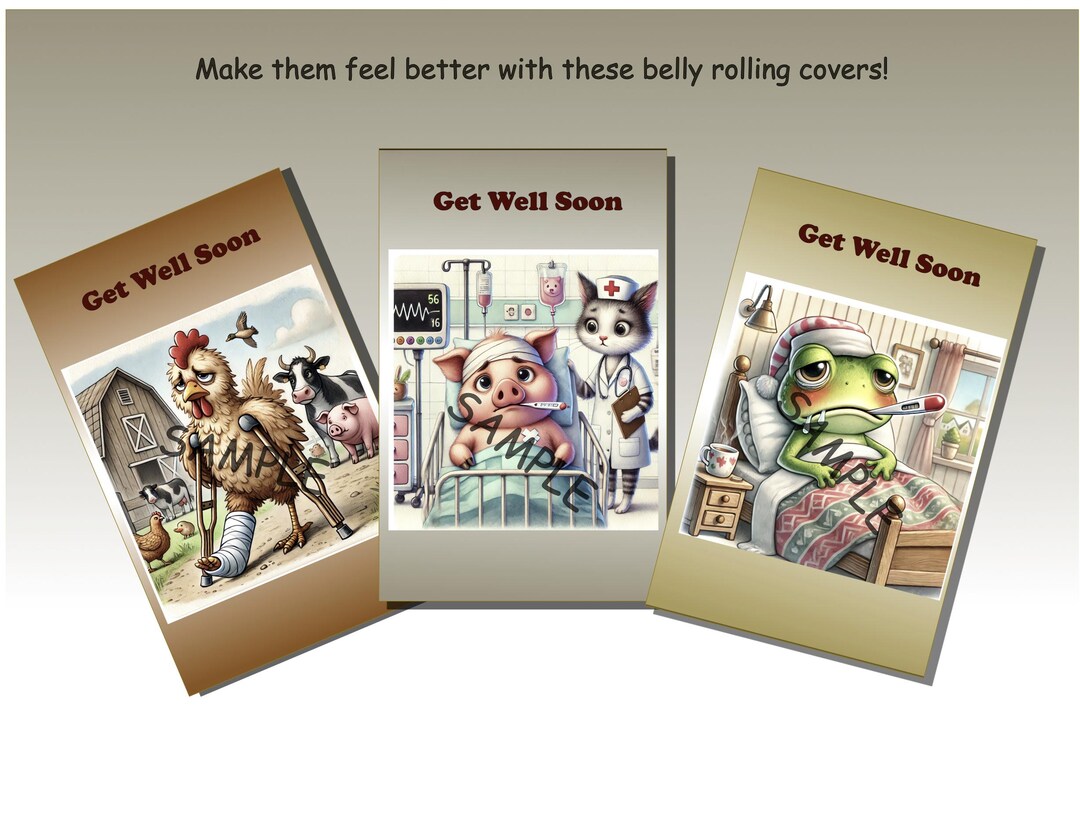 Funny Get Well Soon Cards - Printable PDF Download - Humorous Animal ...
