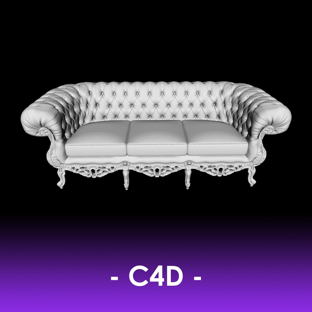 3D Model C4D - Classic Chesterfield Sofa – Baroque Ornate Design Couch ...