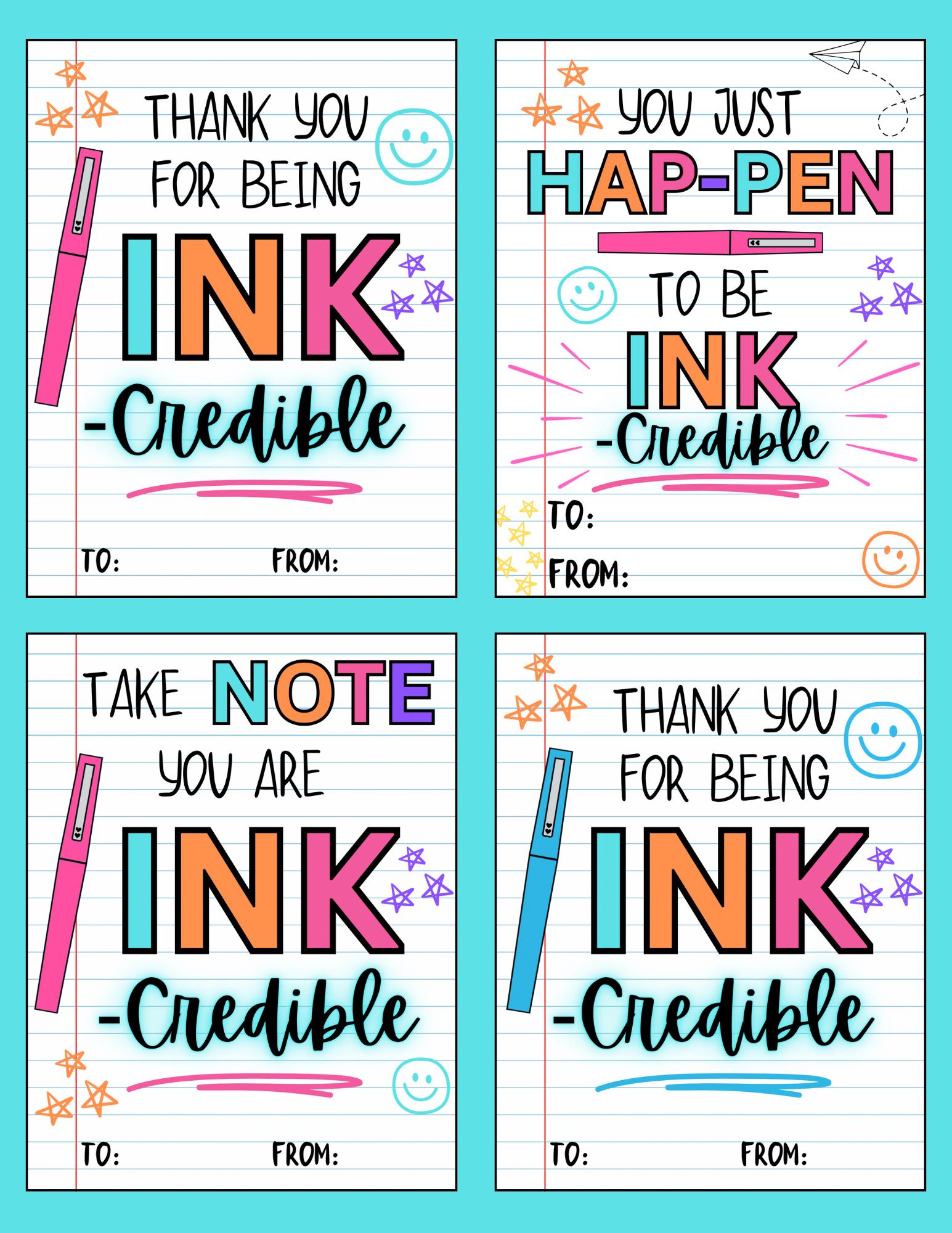 Ink-credible Pen Thank You Card Class Cards and Gift Tags: Teacher ...