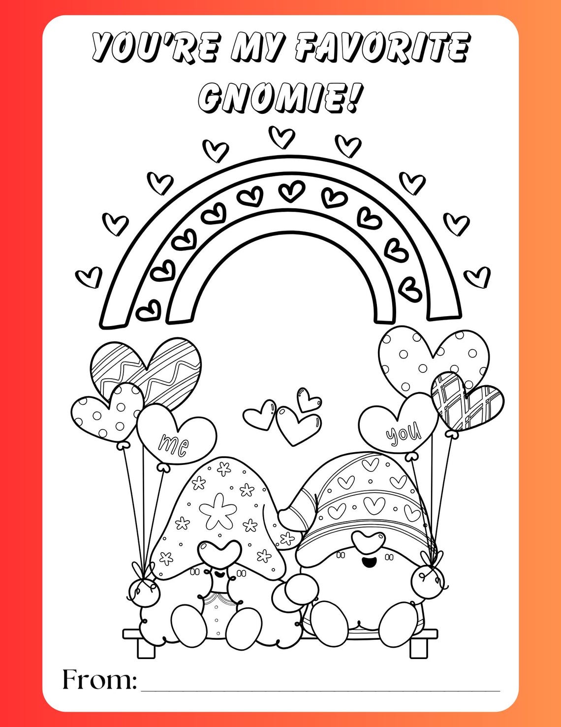 Gnome-tastic Valentine's Day Coloring Valentine Cards: Color Your Love ...