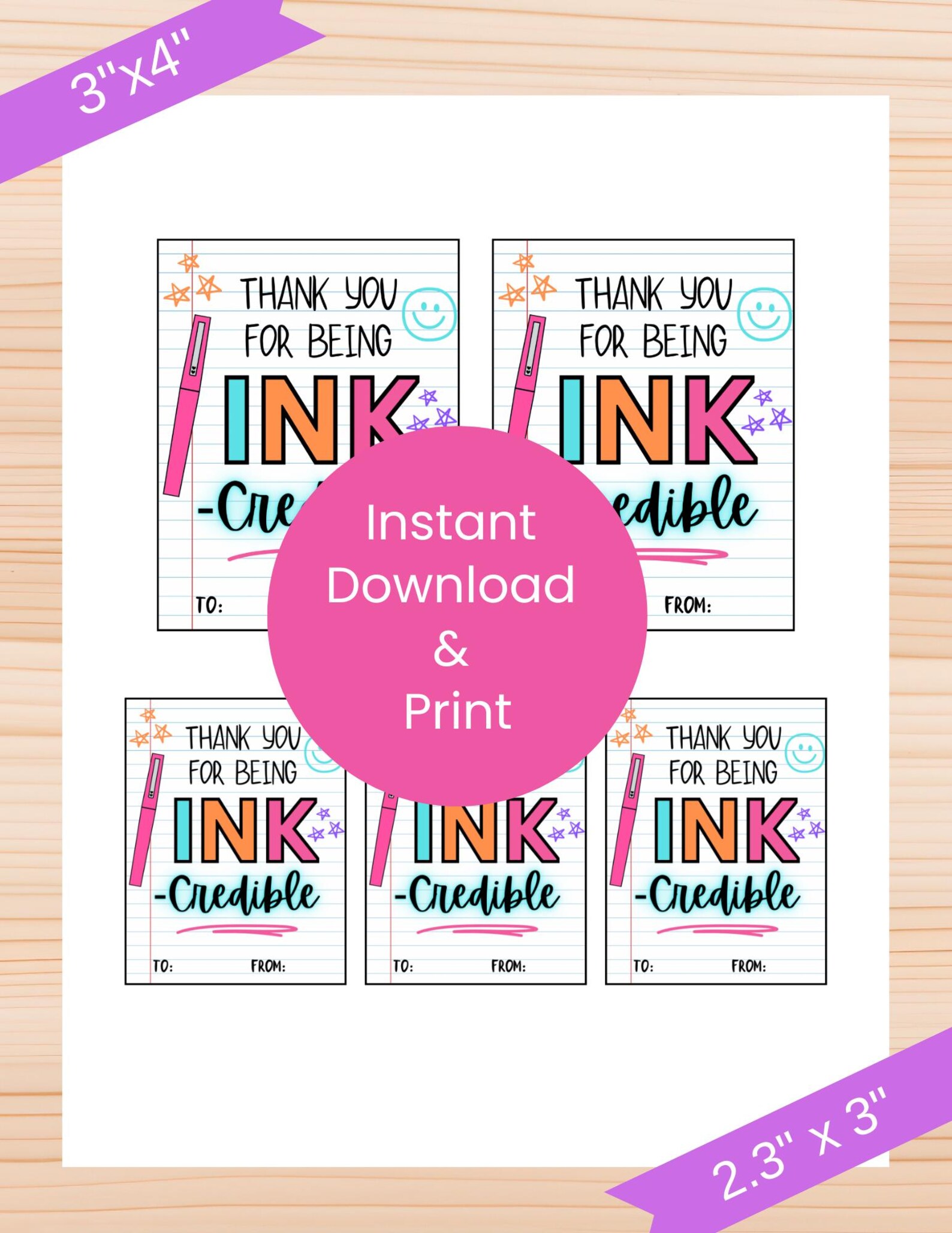 Ink-credible Pen Thank You Cards: Teacher Appreciation Gift (digital ...