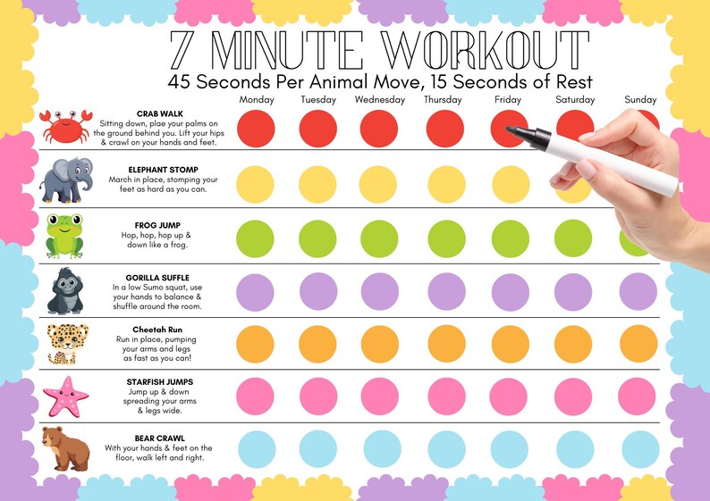 Animal Adventure Kids Workout Chart Checklist - Etsy