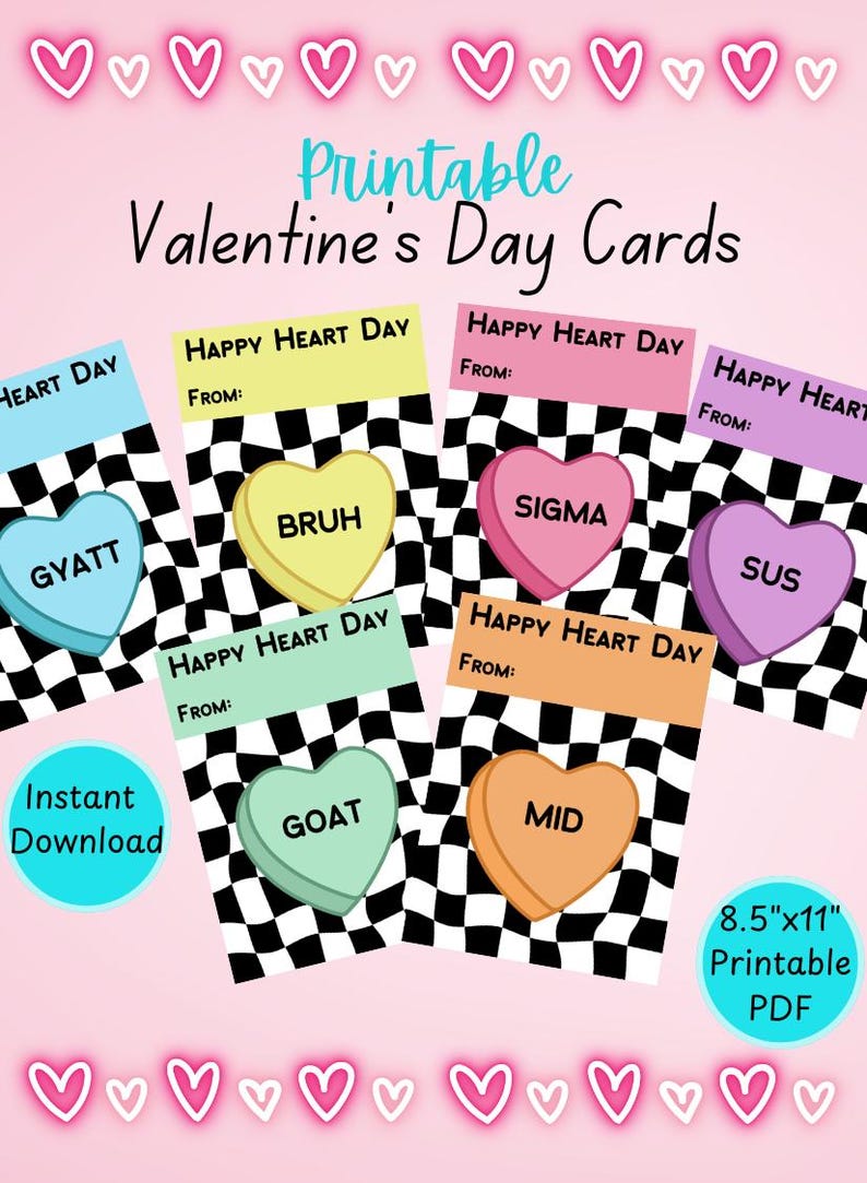 Happy Heart Day Valentine's Day Slang Cards Candy Hearts - Etsy