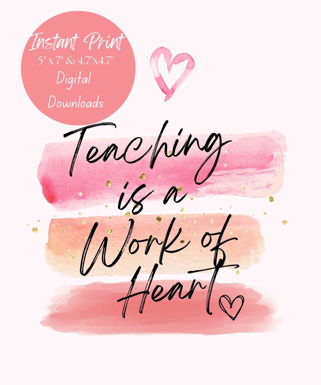 Teaching is a Work of Heart Card - Teacher Appreciation Card Watercolor ...