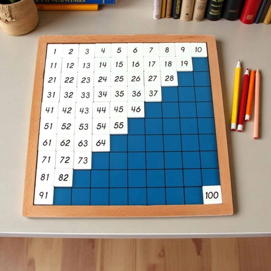 Montessori Hundred Board Wooden Number Puzzle Counting Math Toy ...