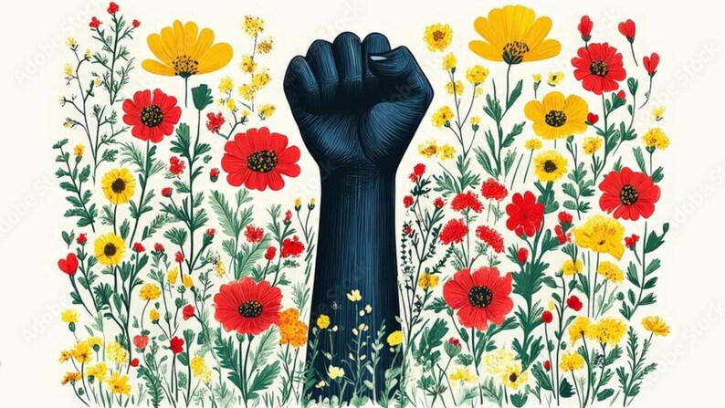 Floral Feminist Fist Desktop Wallpaper | Empowering Digital Download - Etsy