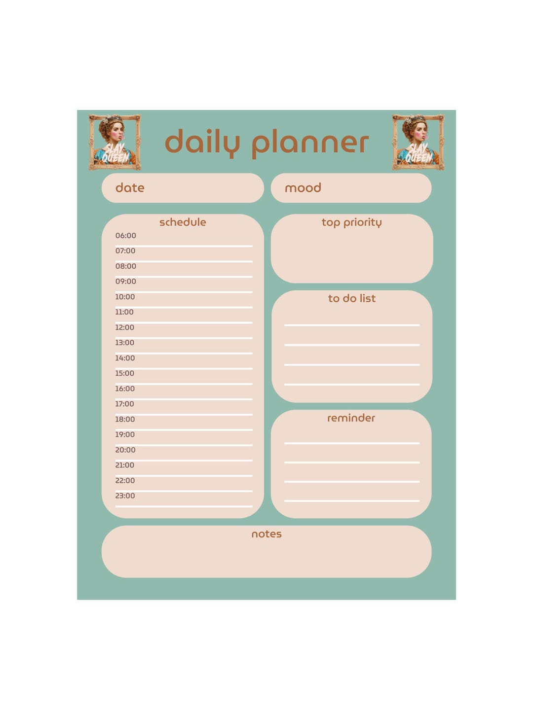 Retro Daily Planner Printable Daily Organizer Digital Download Schedule ...