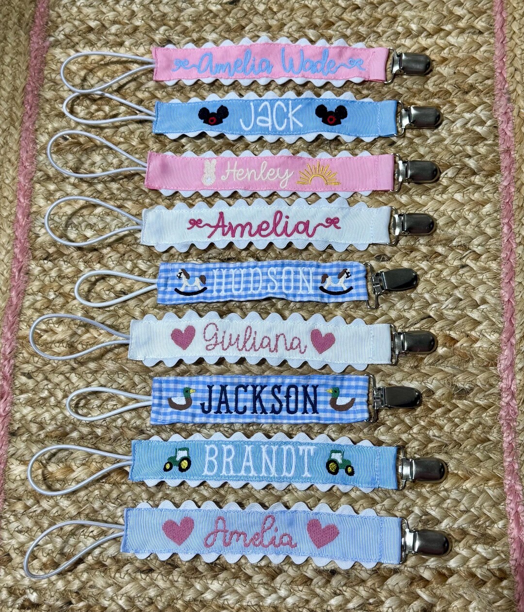 Embroidered Pacifier Clips - Etsy