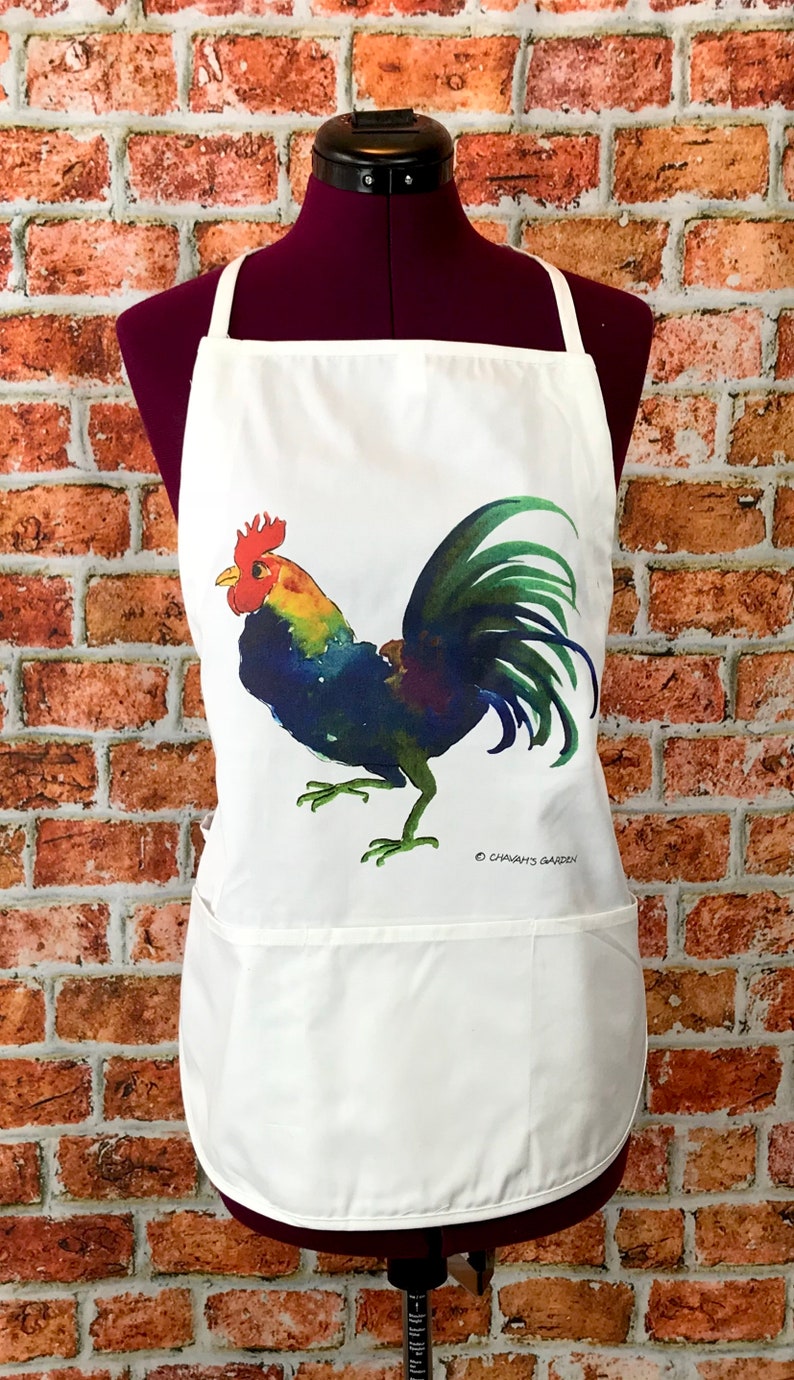 Rooster Apron Lightweight With Three Pockets - Etsy