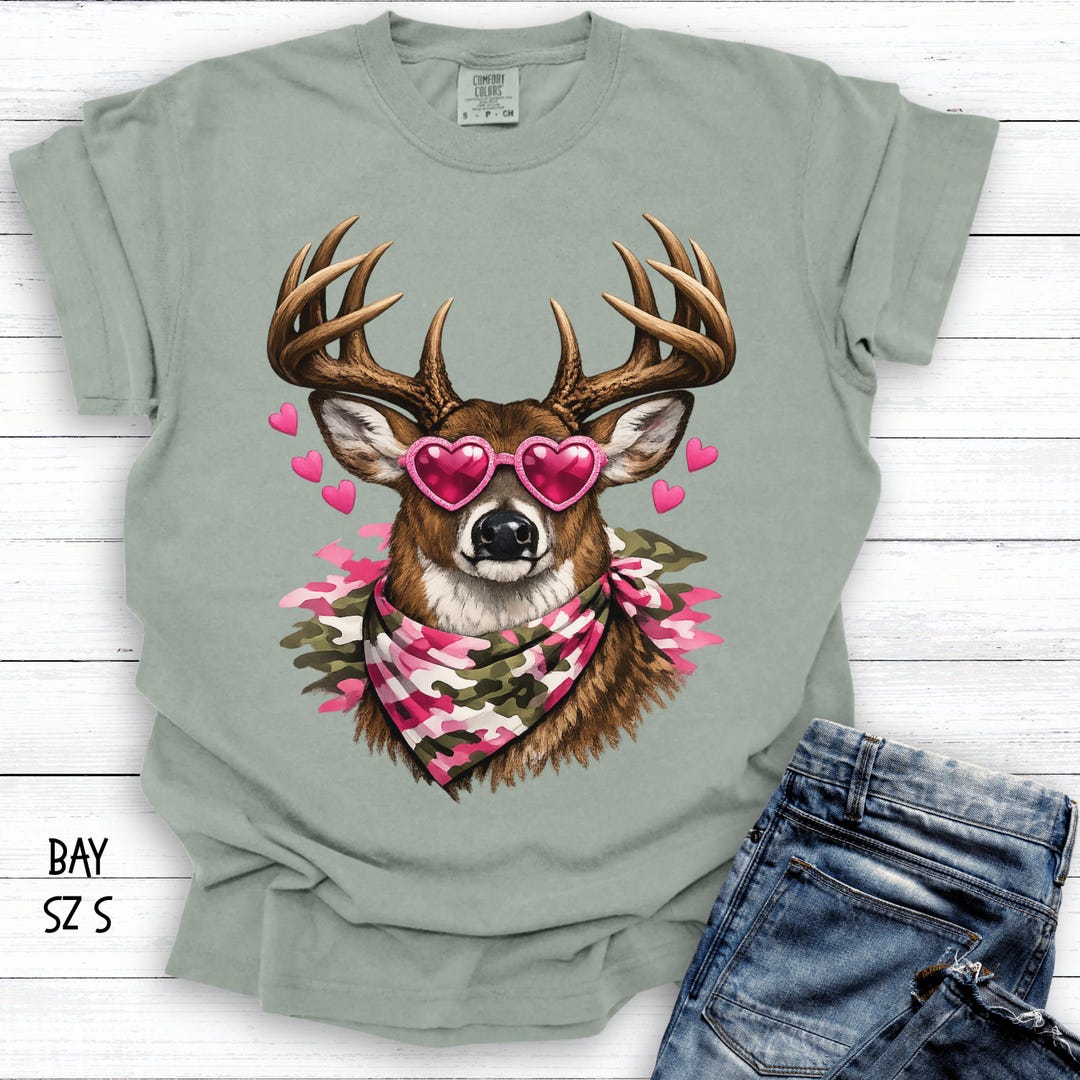Valentine's Day Camo Buck Shirt | Camouflage Deer Comfort Colors Pre ...