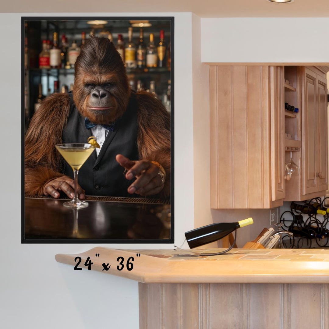 Bigfoot Bar Print, Sasquatch Martini Wall Art - Etsy
