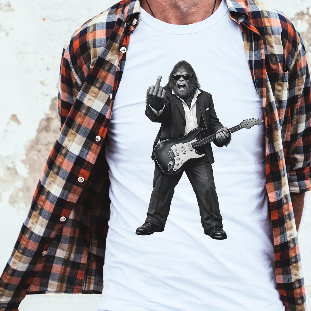 Bigfoot Rocker T-shirt | Middle Finger Sasquatch Comfort Colors Pre ...