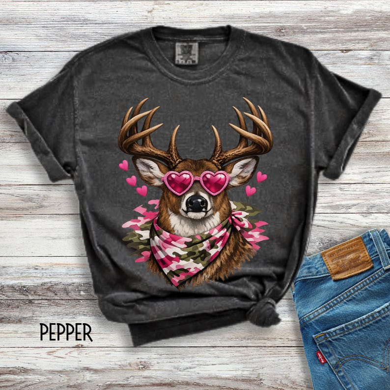 Valentine's Day Camo Buck Shirt | Camouflage Deer Comfort Colors Pre ...
