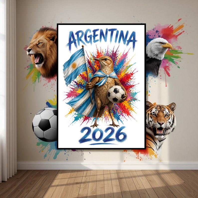 Argentina 2026 Football Poster: Patriotic Bird | Argentina Football Art ...