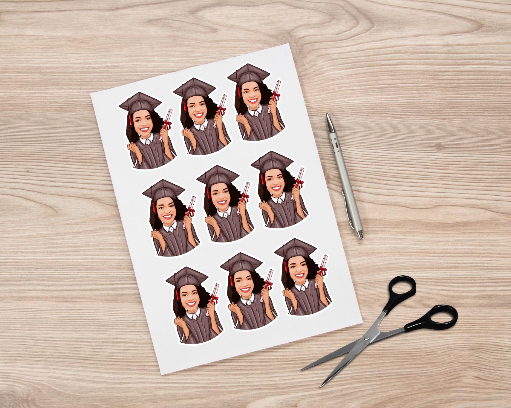 Graduation Cupcake Toppers Portrait From Photo Graduate Custom Face ...