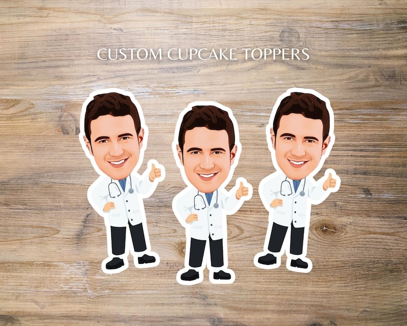 Printable Doctor Cupcake Toppers Custom Portrait Personalized Birthday ...