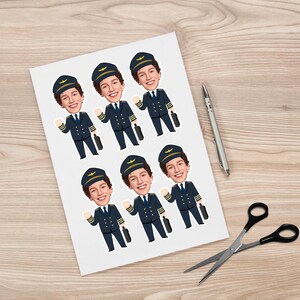 Pilot Cupcake Toppers Portrait From Photo Aeronautics Custom Face ...