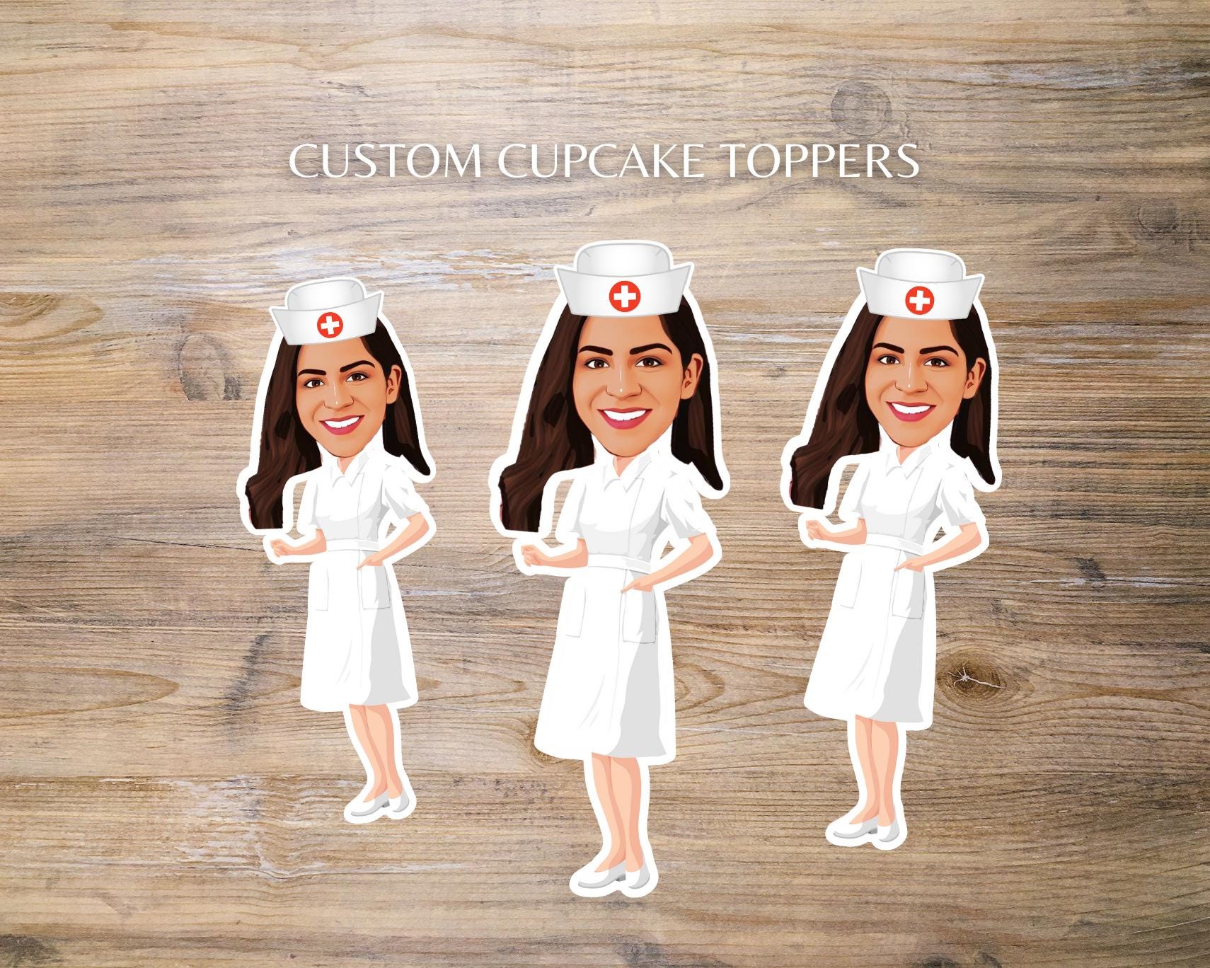 Personalized Nurse Cupcake Toppers Portrait From Photo Custom Face ...
