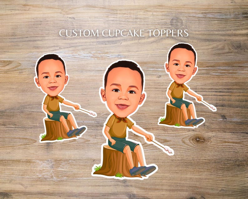 Boy Scout Cupcake Toppers Portrait From Photo Camper Custom Face ...