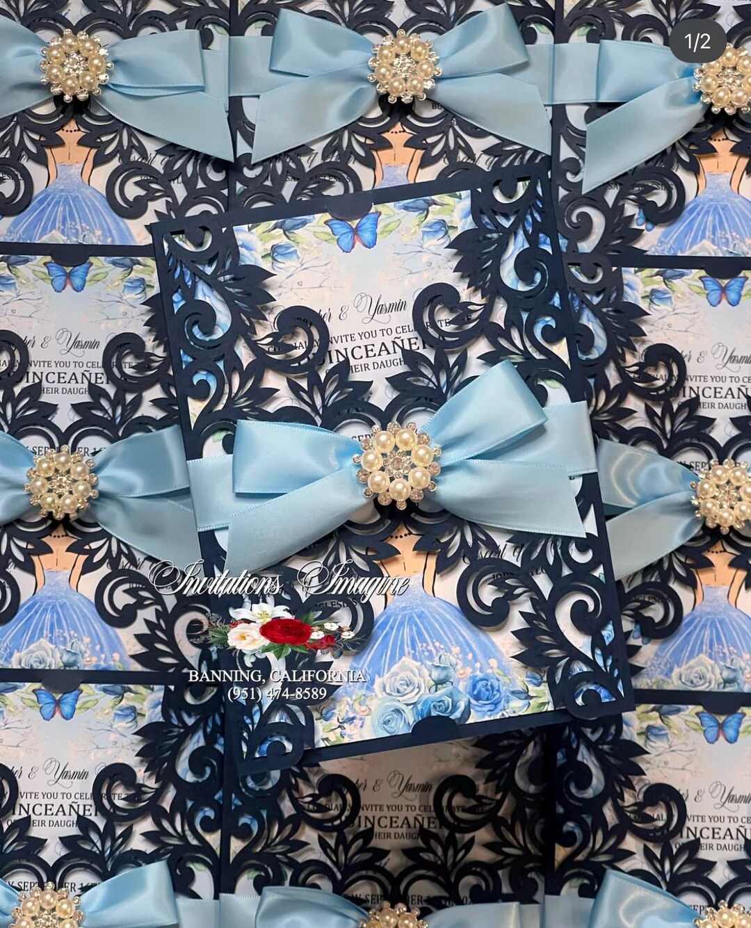 Navy Blue Quinceanera/xv Invitation. White Envelopes Included. - Etsy