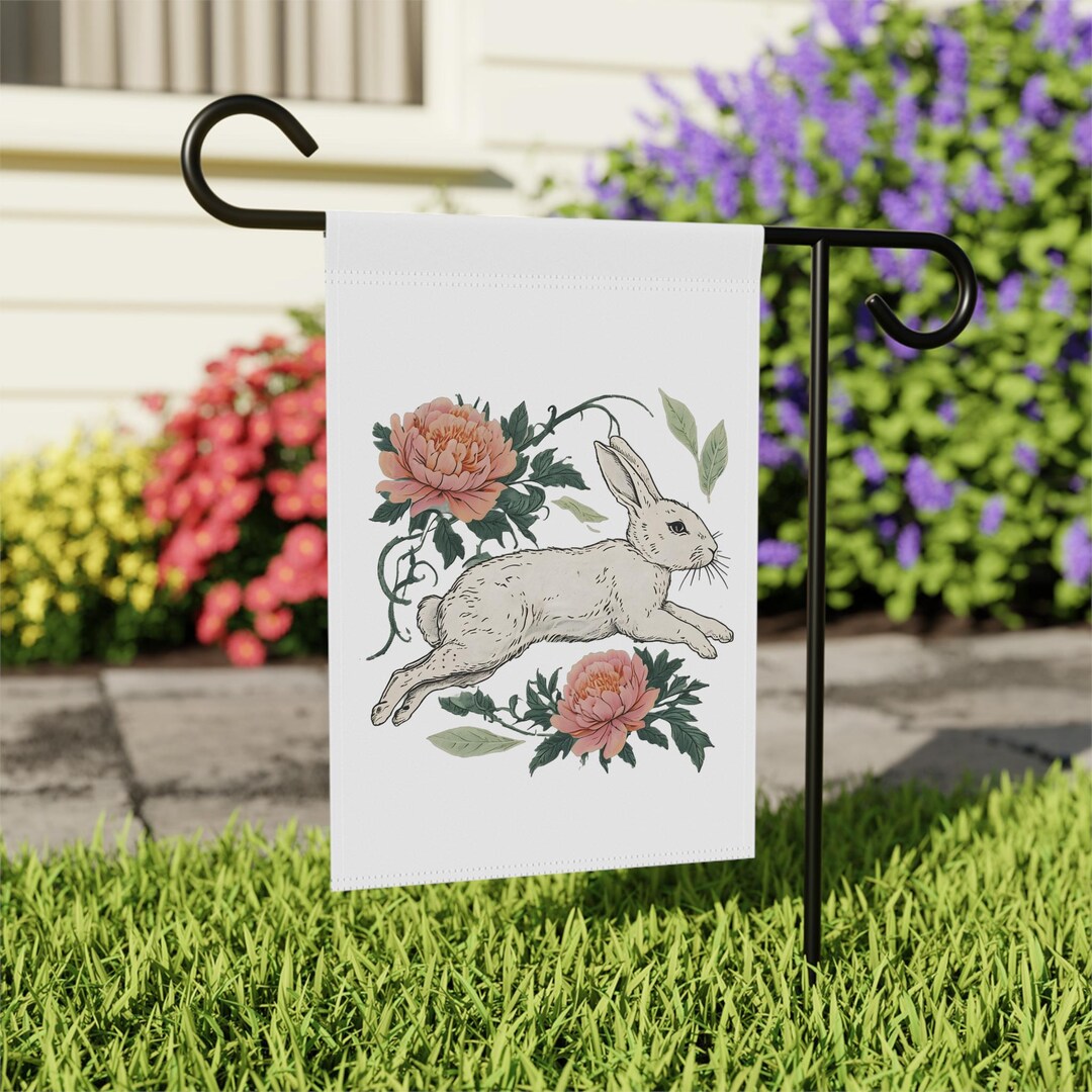 Leaping Bunny Garden Banner, Whimsical Rabbit, Outdoor Decor, Bunny ...