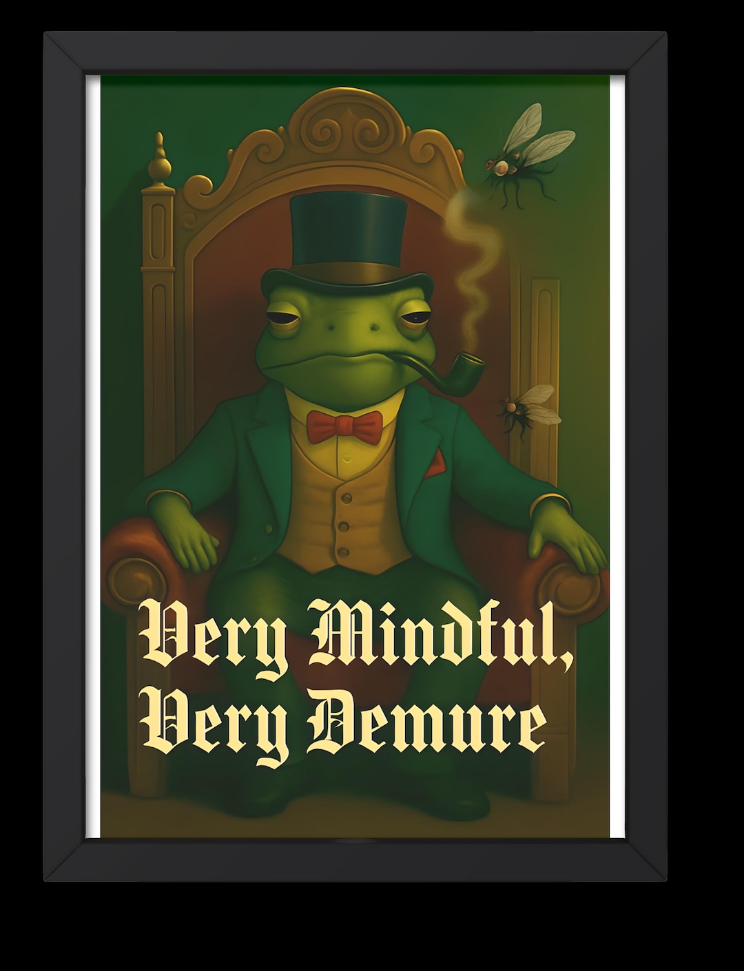 Very Demure Frog Wall Art, Mindful Frog Decor, Refined Art for Home ...