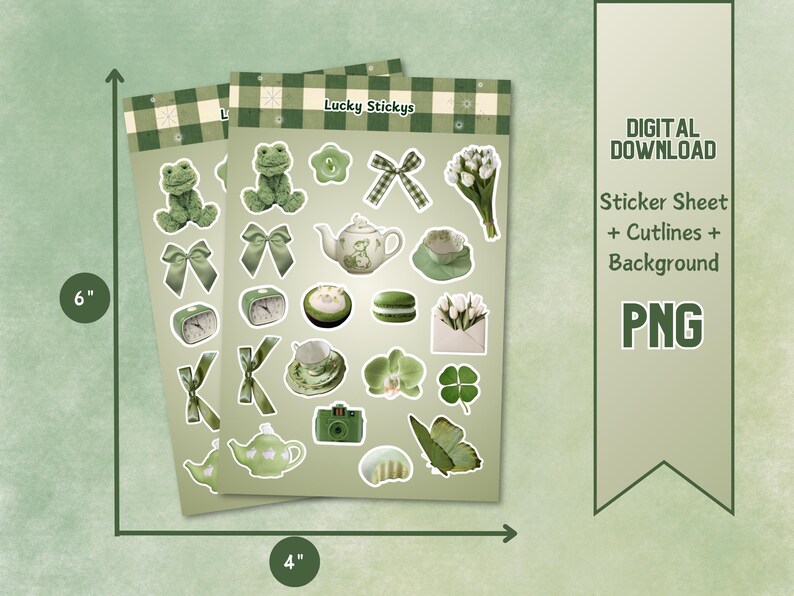 Pinterest Aesthetic Green Theme Printable Digital Sticker Sheet ...